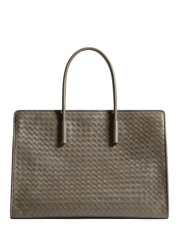 Bottega Veneta Large Intrecciato Leather Tote - Gray Clay