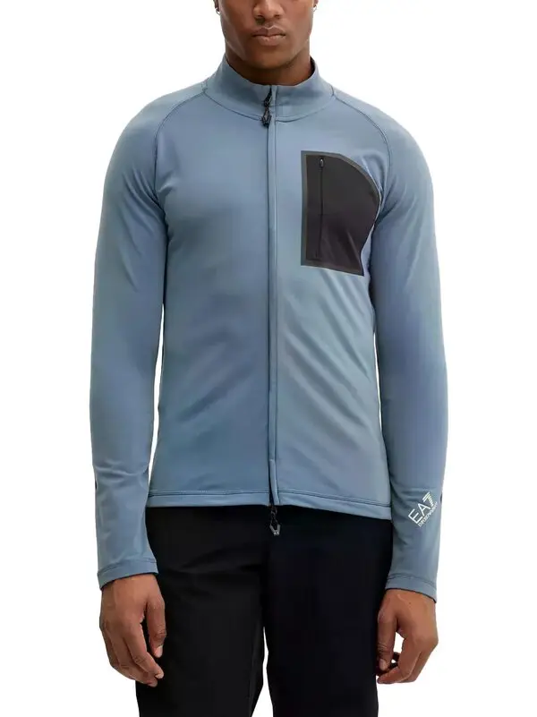 Emporio Armani Zip-up Chest-pocket Sweatshirt - Blue