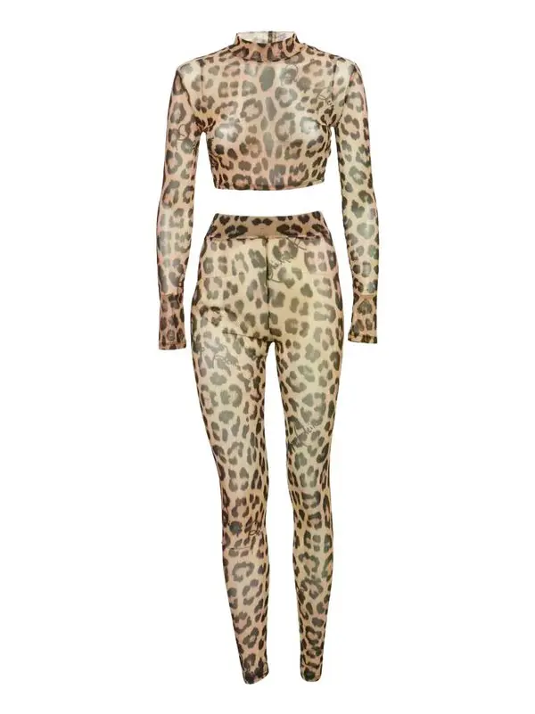 Philipp Plein Leopard-print Mesh Set - Neutrals