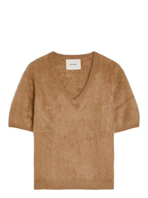 LISA YANG Lovisa Brushed Cashmere Top - Tan