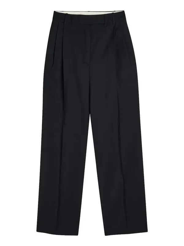 RÓHE Wool-blend Straight-leg Trousers - Navy