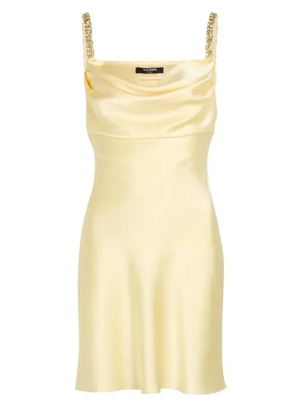 Balmain Crystal-embellished Silk Mini Dress - Yellow