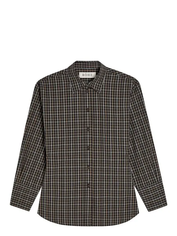 RÓHE Checked Cotton Shirt - Black
