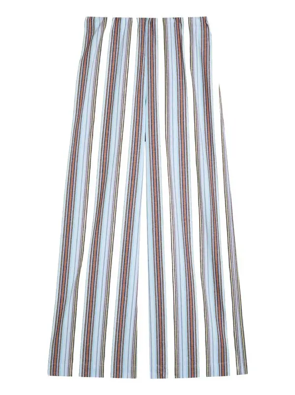 Faithfull The Brand Lane Striped Cotton And Linen-blend Trousers - Blue