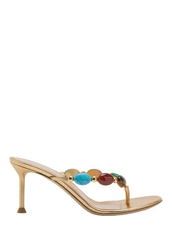 GIANVITO ROSSI Shanti 70 Embellished Metallic-leather Sandals - Gold