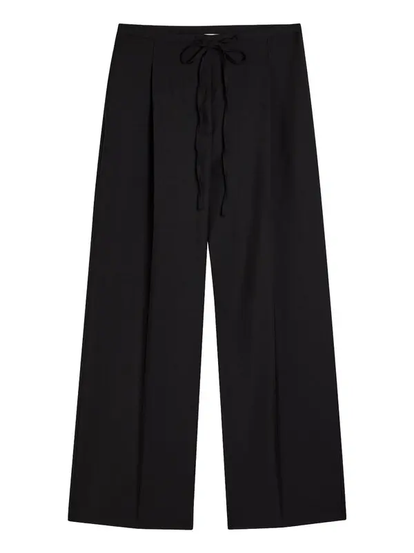 RÓHE Drawstring Straight-leg Wool-blend Trousers - Black