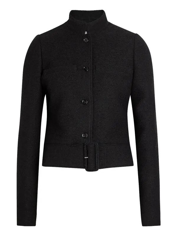 COURREGES Belted Tweed Jacket - Black