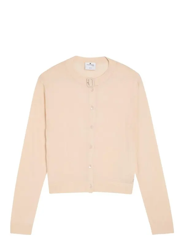 COURREGES Buckle-fastening Merino Wool Cardigan - Sand