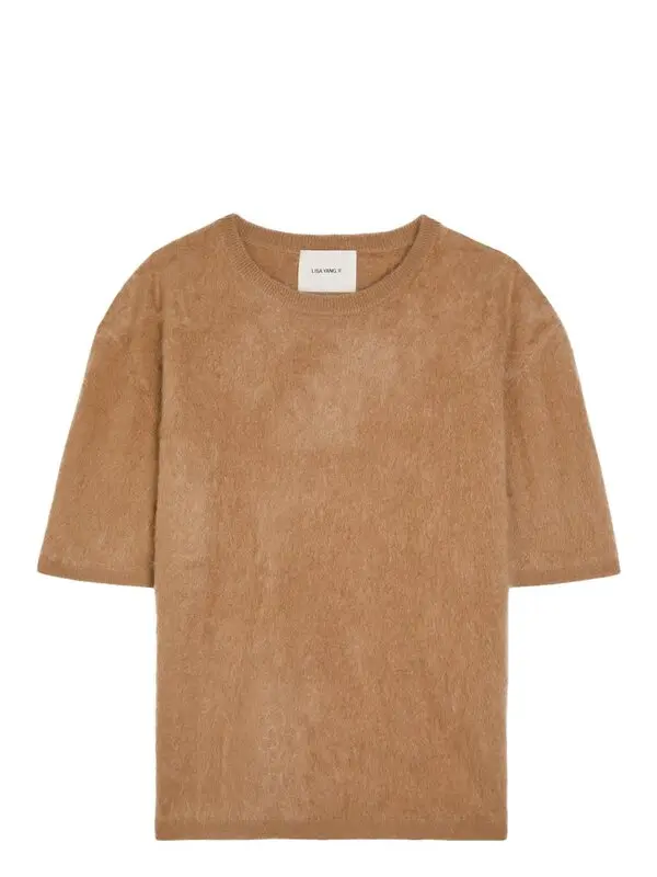 LISA YANG Maren Brushed Cashmere Top - Tan