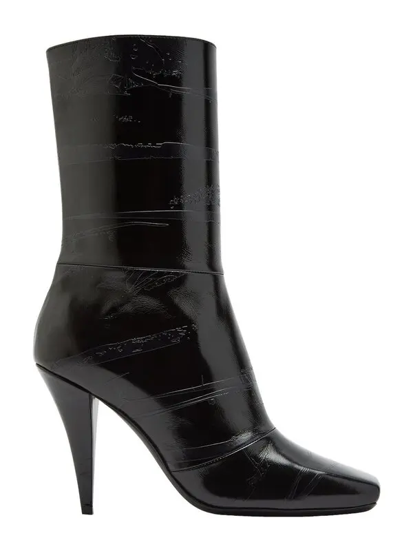 Givenchy Shark 95 Glossed-leather Ankle Boots - Black