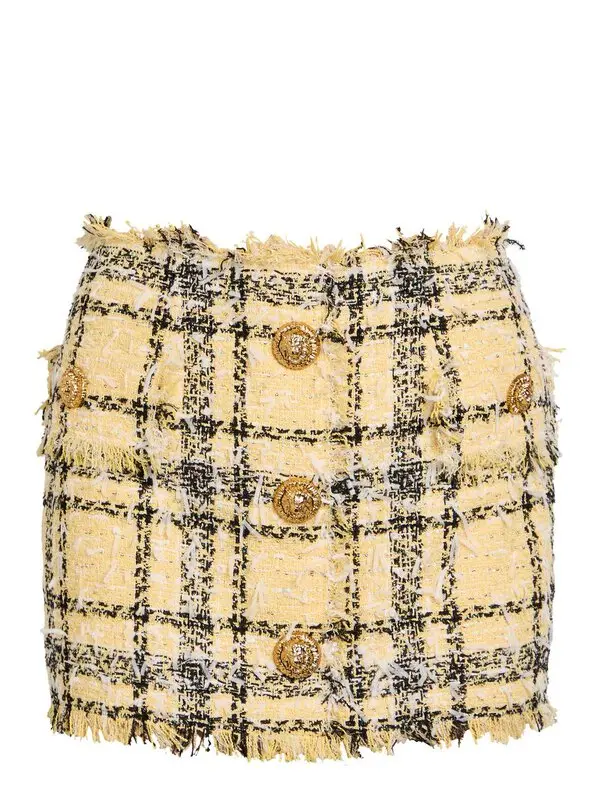 Balmain Checked Tweed Mini Skirt - Multicoloured