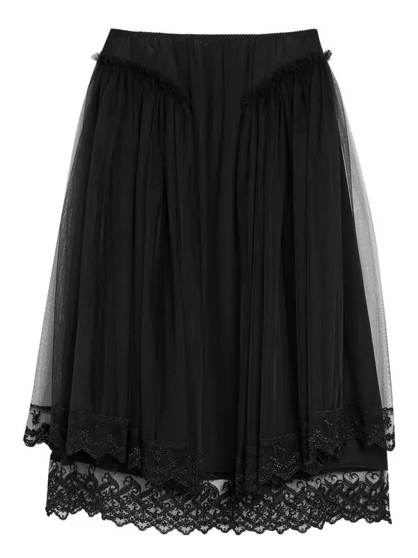 Simone Rocha Lace-trimmed Satin-crepe Midi Skirt - Black