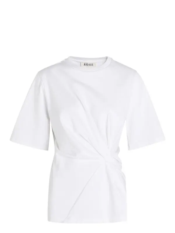 RÓHE Gathered Cotton T-shirt - White