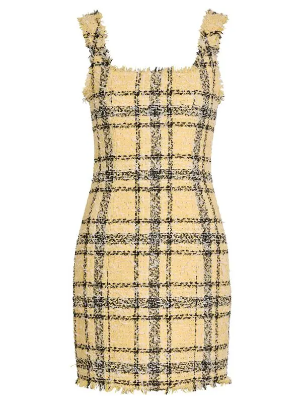 Balmain Checked Tweed Mini Dress - Multicoloured