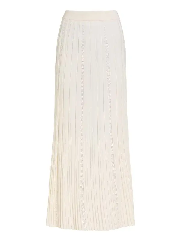 Balmain Striped-weave Fine-knit Midi Skirt - Natural