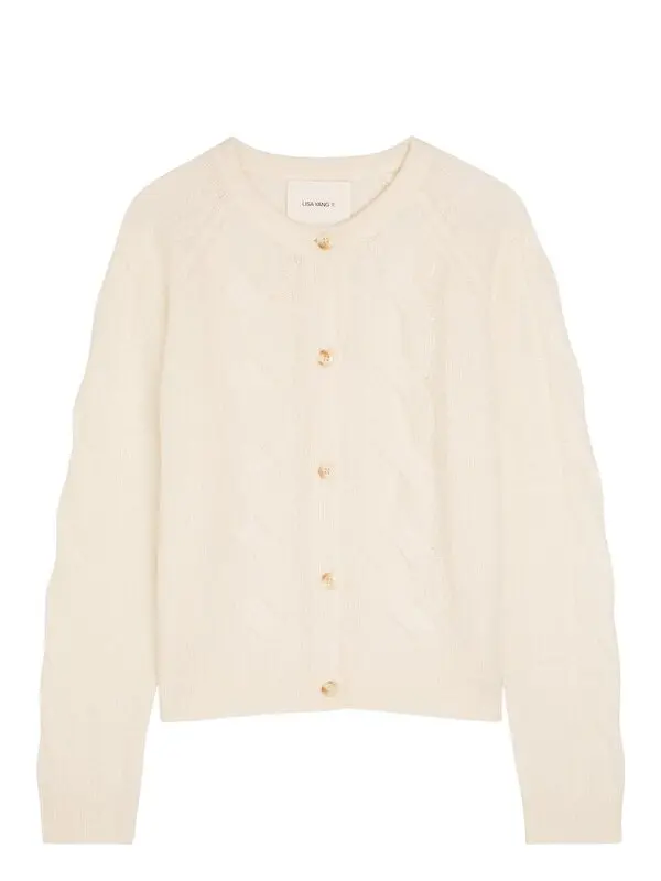 LISA YANG Gwyneth Cable-knit Cashmere And Silk-blend Cardigan - Cream