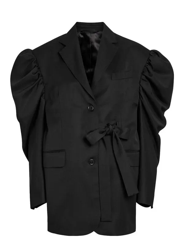 Simone Rocha Puff-sleeve Belted Gabardine Jacket - Black