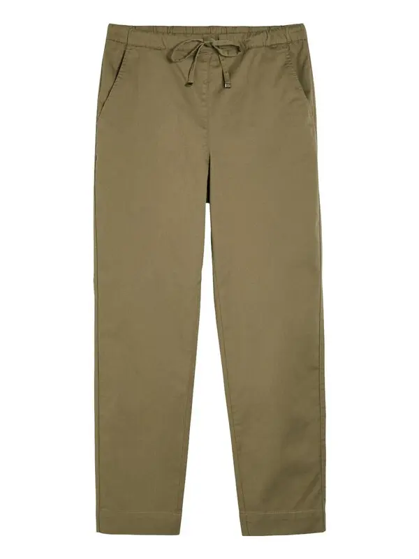 Max Mara Mara Drawstring Tapered-leg Stretch-cotton Trousers - Khaki