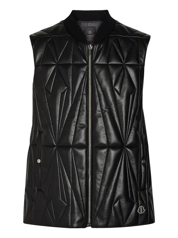Rick Owens X Moncler Geocamo Padded Leather Flight Vest - Black