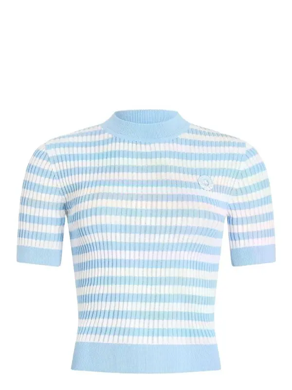 Patou Striped-pattern Ribbed Top - Blue