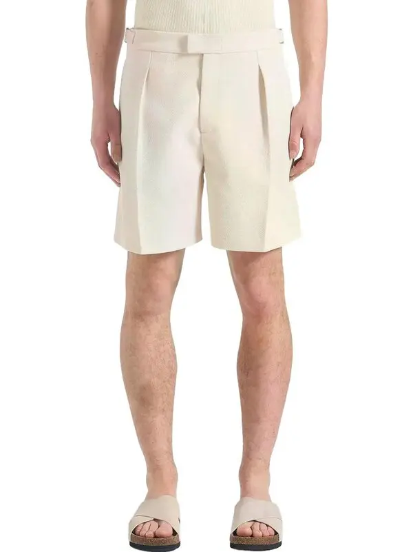 Manière De Voir Marin Twill Pleated Shorts - Neutrals