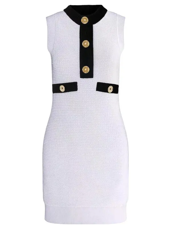 Patou Textured Sleeveless Mini Dress - White