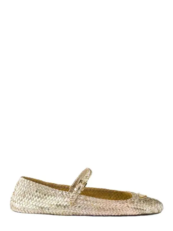 Prada Leather Ballet Flats - Gold