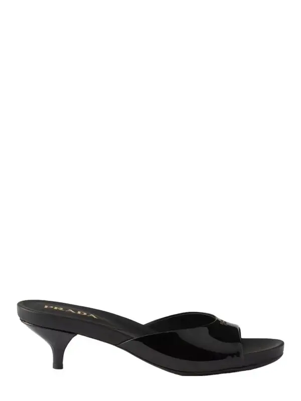 Prada 45mm Leather Heeled Mules - Black