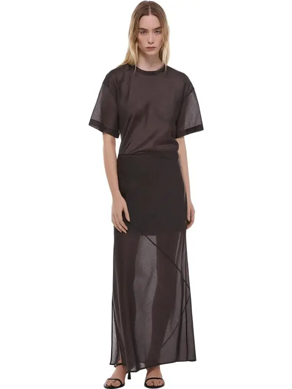 Helmut Lang Layered Sheer Skirt - Bistre