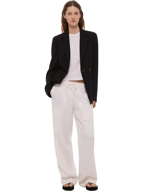 Helmut Lang Twill Wide-leg Cargo Pants - Ivory