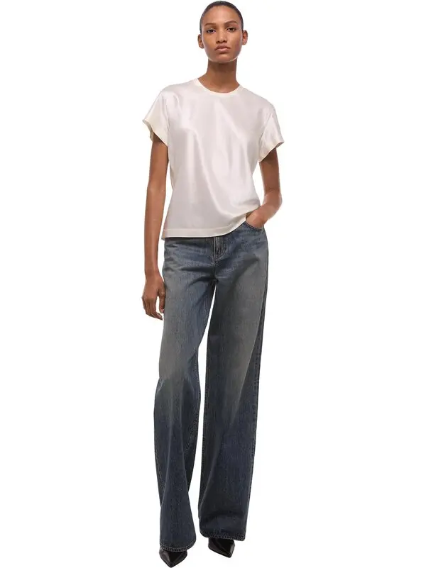 Helmut Lang Silk Satin Tee - Ivory