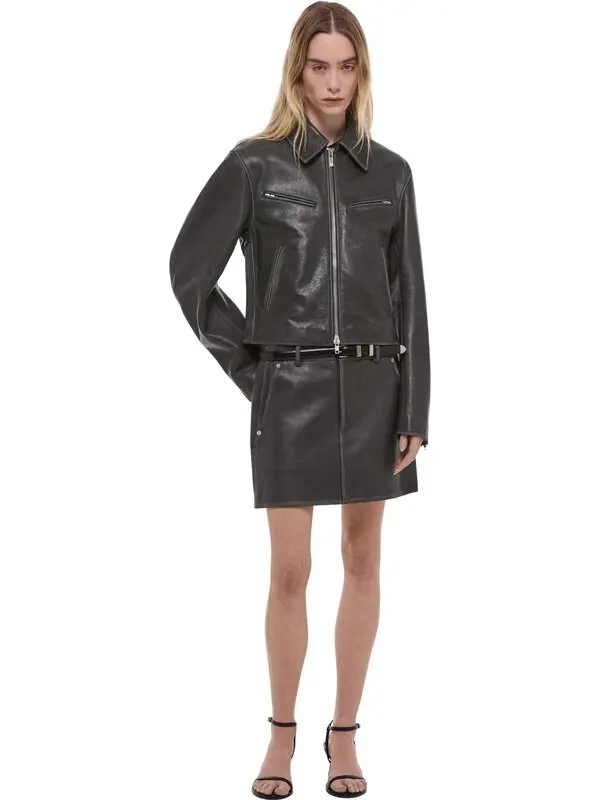 Helmut Lang Leather Moto Mini Skirt - Segano