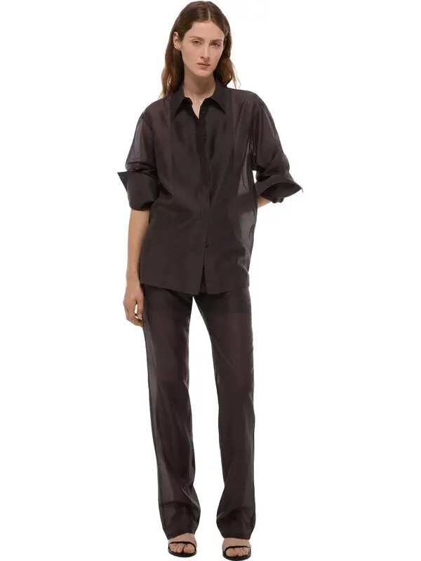 Helmut Lang Sheer Tux Shirt - Bistre