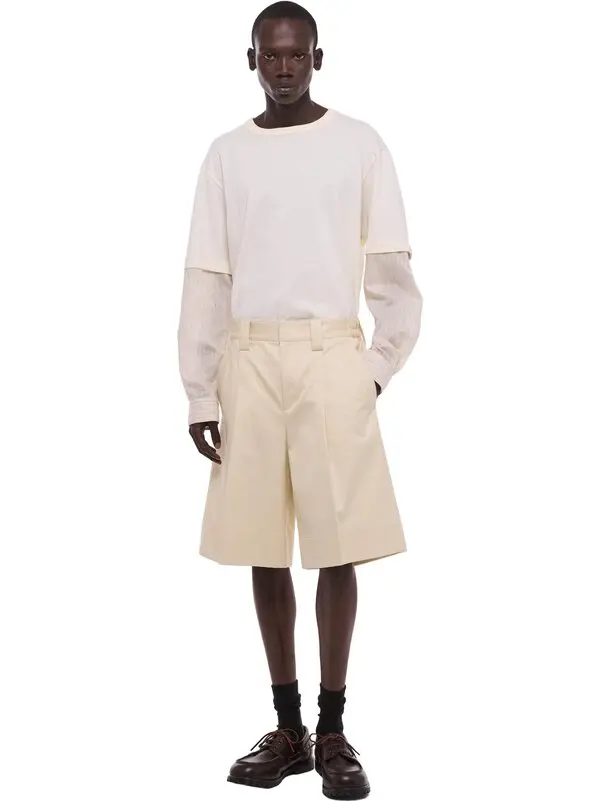 Helmut Lang Chino Pleated Shorts - Oatmeal