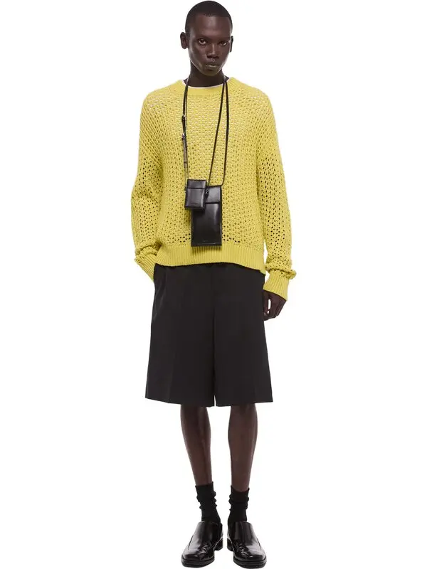 Helmut Lang Netted Crewneck Sweater - Chartreuse