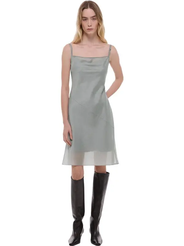 Helmut Lang Airy Voile Slip Mini Dress - Aqua Gray