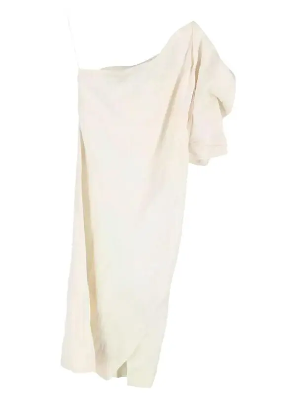 Bottega Veneta One-shoulder Linen Midi Dress - Neutrals