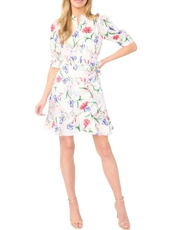 CECE DUPRAZ Floral Print Wrap Dress - New Ivory
