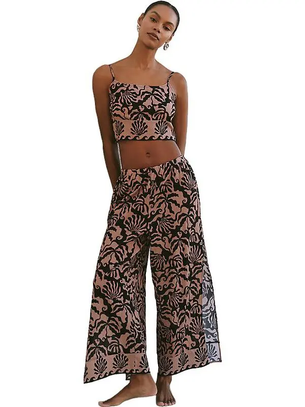 Sanctuary Side-slit Cropped Pants - Black Pattern