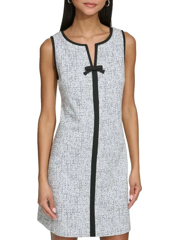 Karl Lagerfeld Scuba Crepe Shift Dress - Soft White Black