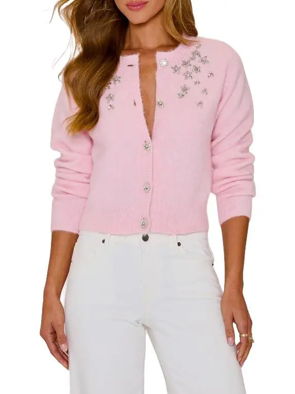 VICI Rhinestone Detail Cardigan - Pink