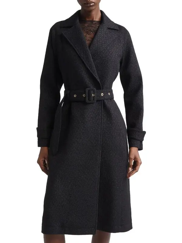 Dolce & Gabbana Belted Tweed Trench Coat - N0000 Nero