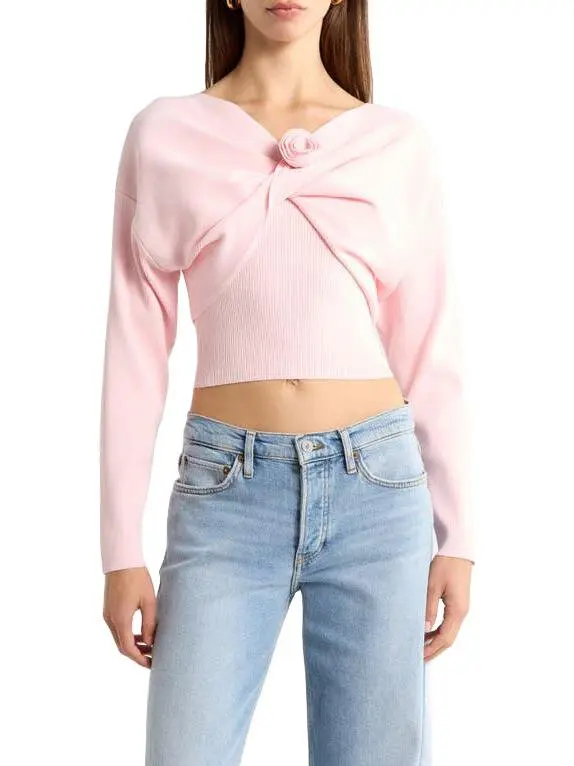 Astr The Label Jasmyn Rib Crop Tube Top & Bolero Set - Soft Pink