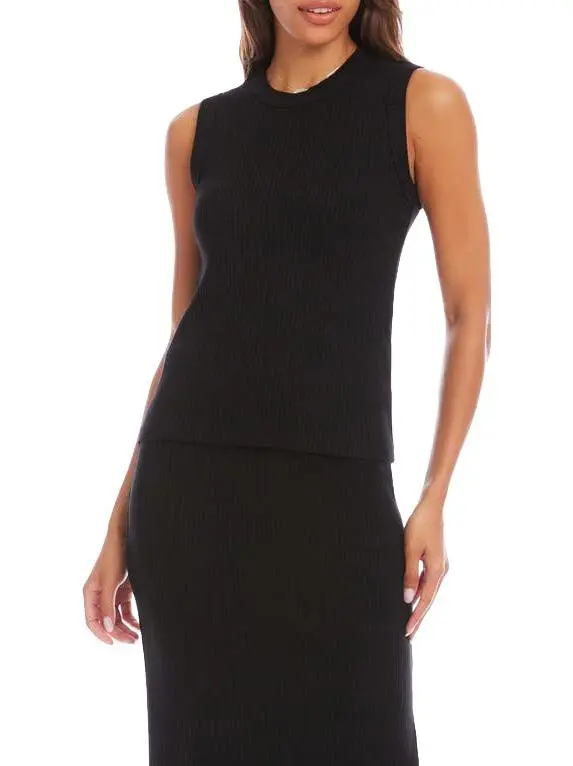 Karen Kane Ribbed Sweater Tank - Black