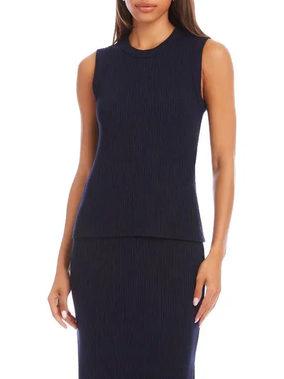 Karen Kane Ribbed Sweater Tank - Navy
