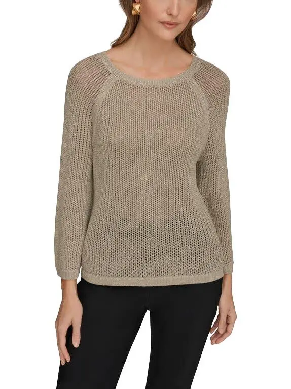 Donna Karan New York Metallic Sheer Sweater - Tuscan Grey
