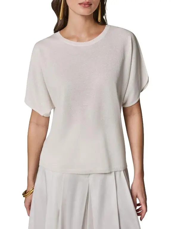 Donna Karan New York Slit Short Sleeve Sweater - Cream