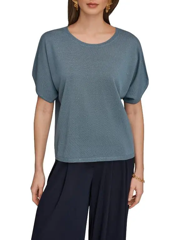 Donna Karan New York Slit Short Sleeve Sweater - Washed Indigo