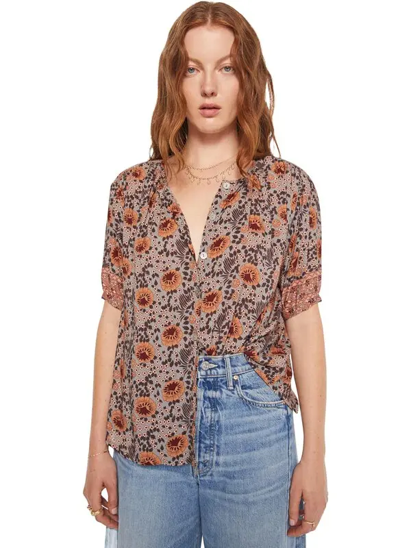 Natalie Martin Violet Floral Blouse - Tan