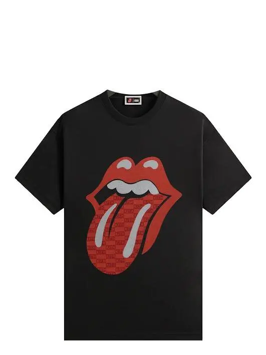 Kith X The Rolling Stones Monogram Tongue Tee Shirt - Black